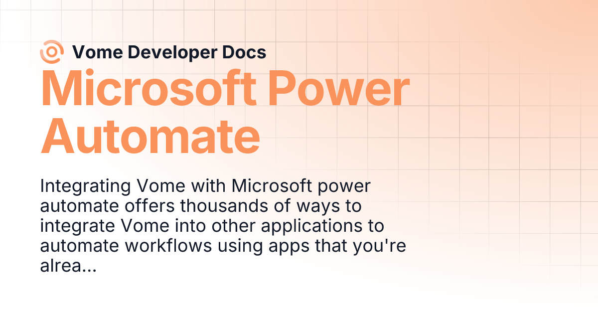 Microsoft Power Automate | Vome Developer Docs